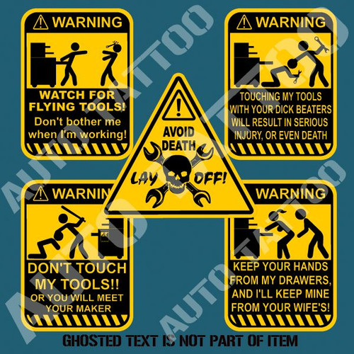 TOOLBOX WARNING DECAL STICKER SET X5 TOOL BOX DON'T TOUCH TOOLS DECALS ...