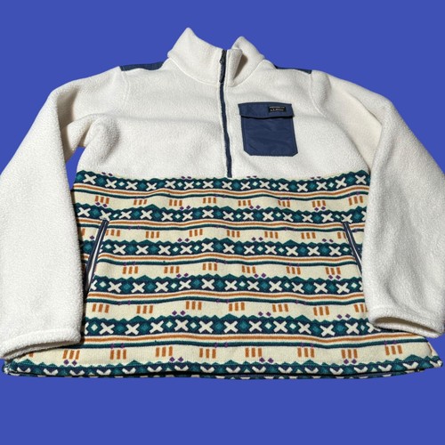 Vintage Y2K LL Bean Size Large Pullover White Fleece 1/4 Quarter Zip ...