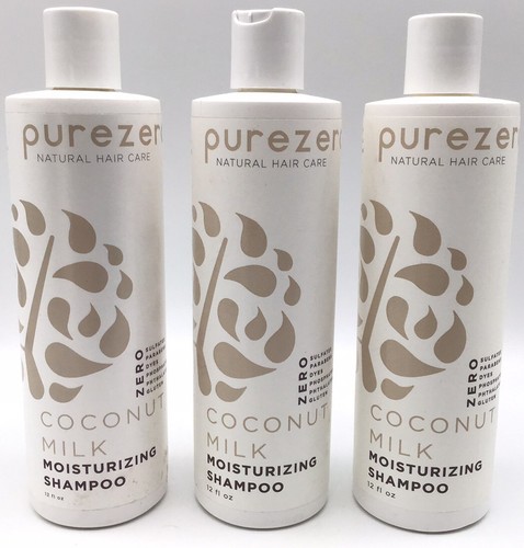 Lot of 3 Purezero Clean Beauty Coconut Milk Moisturizing SHAMPOO 12 oz ...