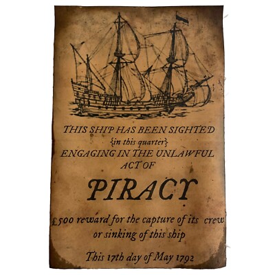 Pirate Ship Poster Treasure Map Posters Pirates Old Maps Distressed ...