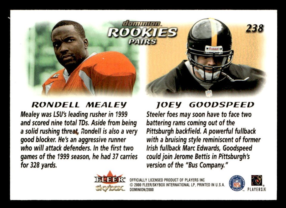 Rondell Mealey / Joey Goodspeed 2000 Skybox Dominion Card #238 | eBay