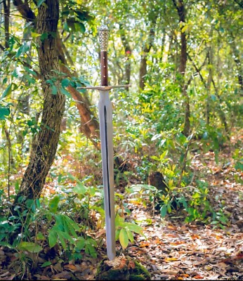 40" Custom Handmade High Carbon Steel Viking Longsword With Wooden ...