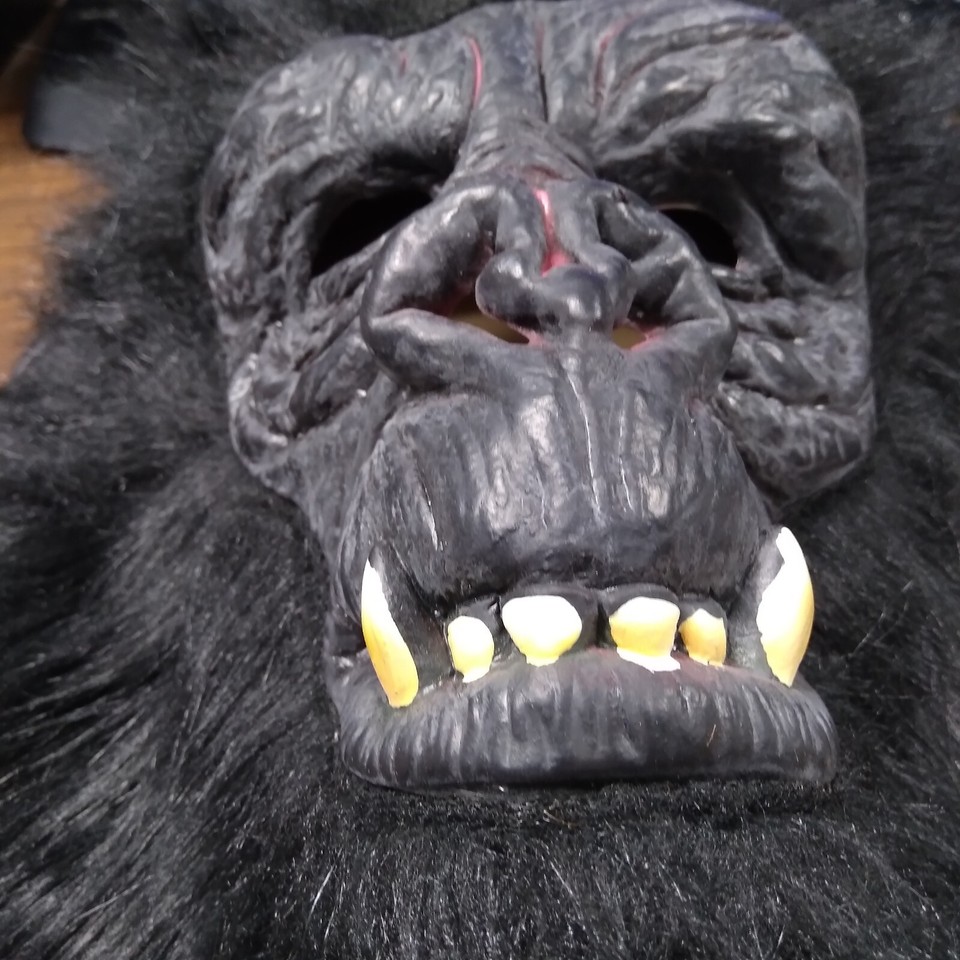 Hairy Gorilla Mask costume monkey head cosplay circus ape plush party ...