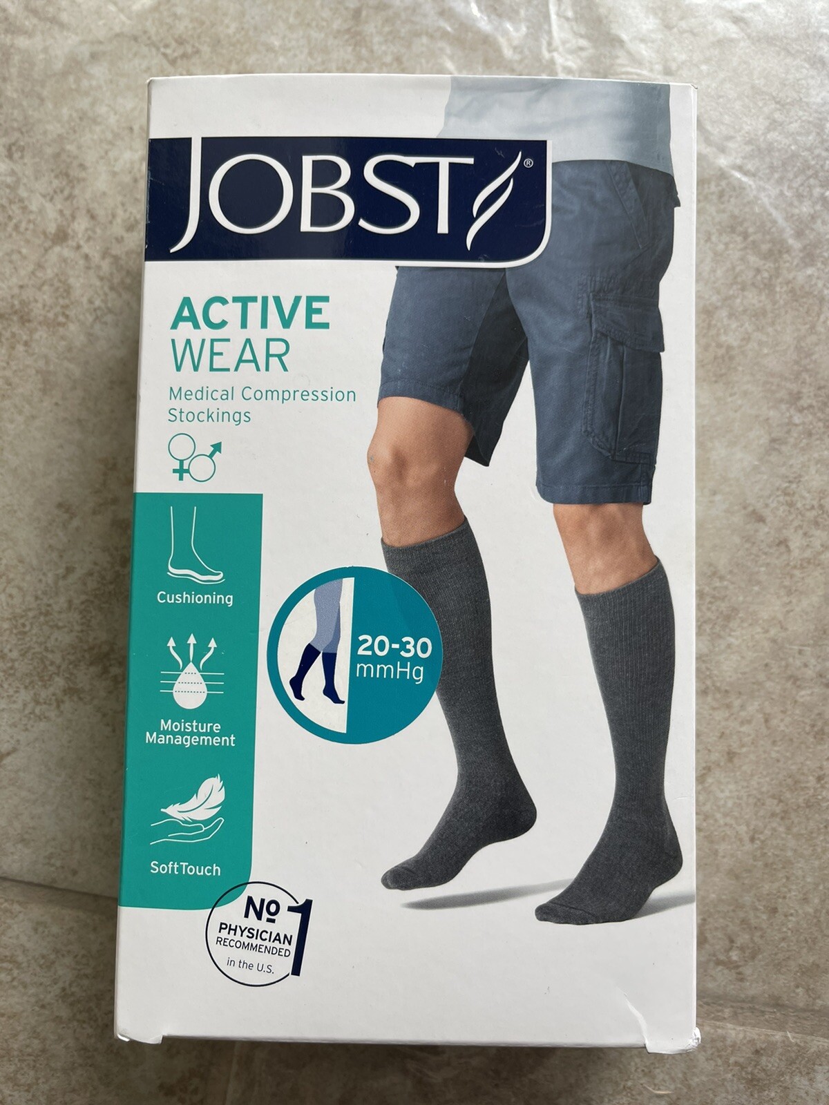JOBST Activewear 20-30 mmHg Knee High Compression Socks Cool Black Size ...