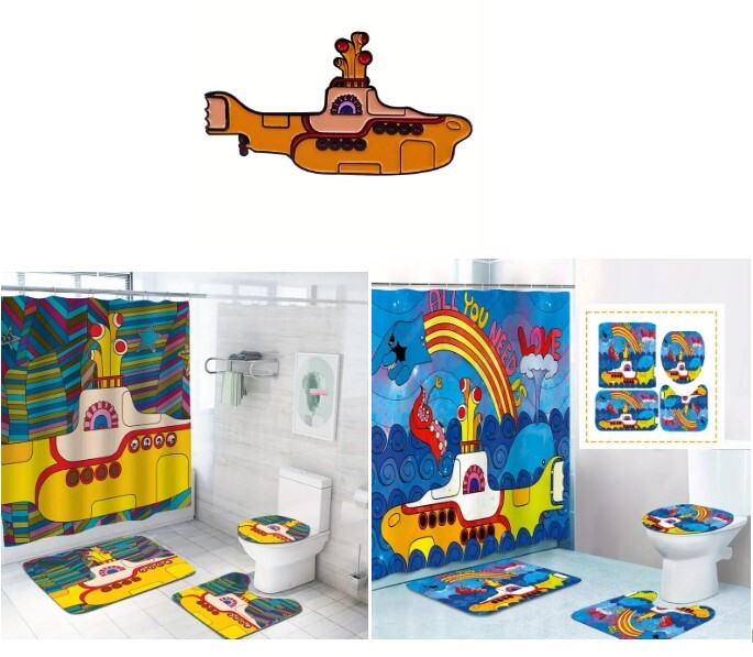 🎵🎹🎻 The Beatles Yellow Submarine Shower Curtain Bath Set Or Enamel
