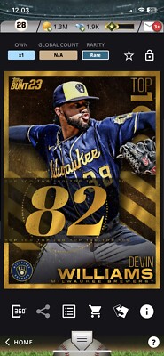 TOPPS BUNT 2023 - DEVIN WILLIAMS MIL TOP 100 GOLD RARE *DIGITAL ...