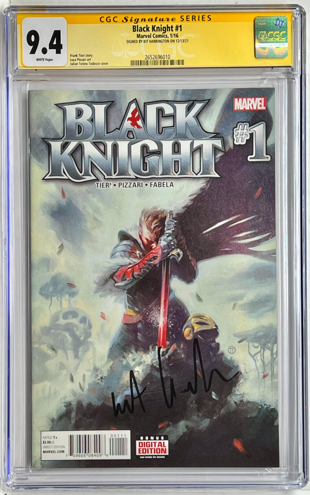 Kit Harington Autographed CGC Signature Series Graded 9.4 Marvel Black ...