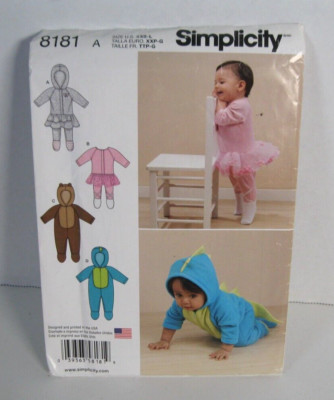 Simplicity 8181 Knit & Fleece Rompers in 4 Styles Pattern Babies' XXS - L Uncut | eBay