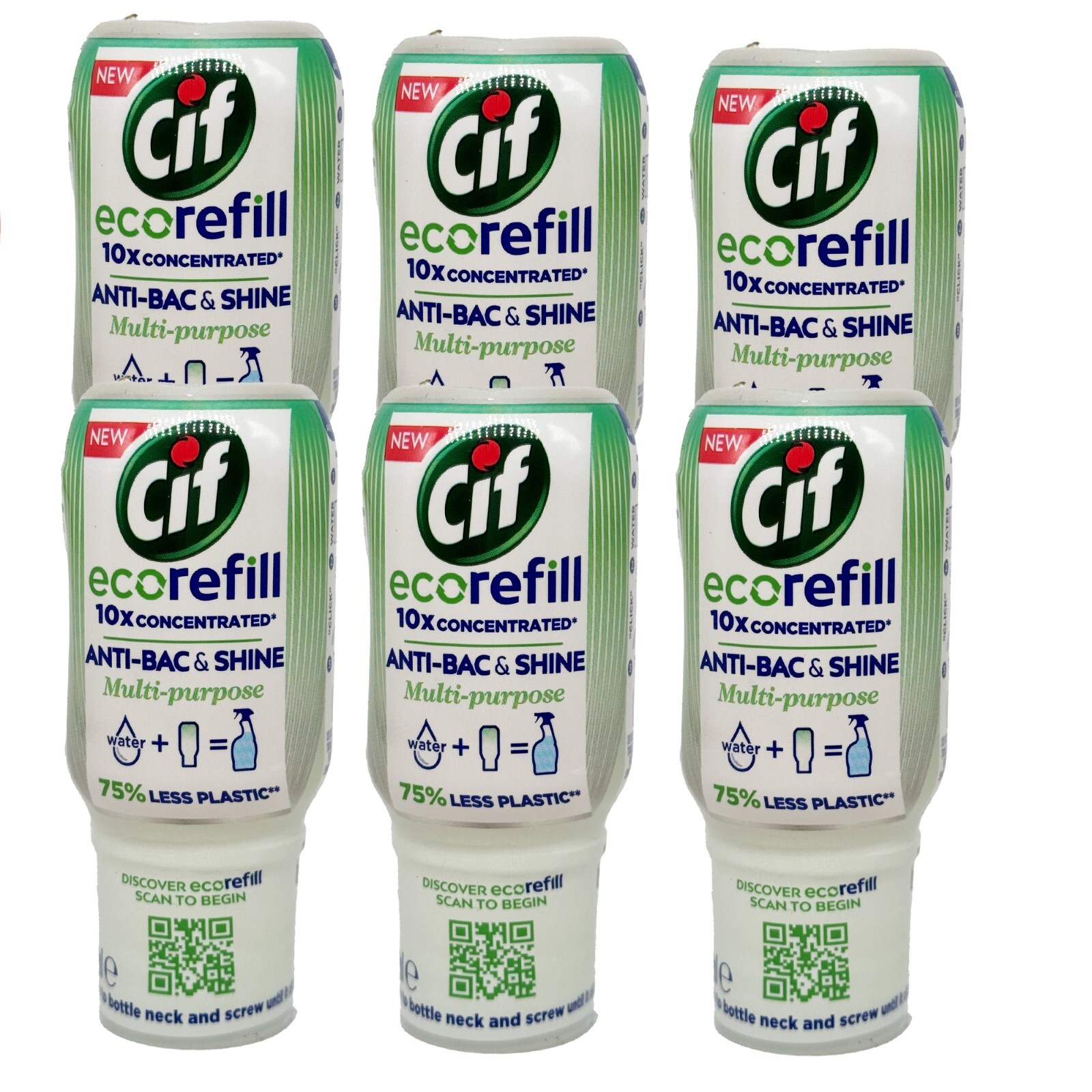 CIF ECO REFILL CONCENTRATED ANT-BAC & SHINE. 6 X 70ML MULTI PURPOSE | eBay