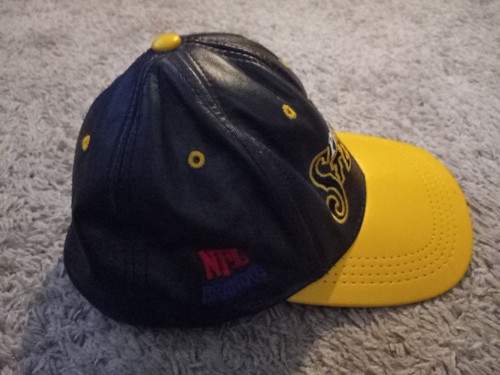 Vtg Pittsburgh Steelers Genuine Leather Snapback Hat Modern One Size ...
