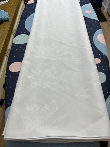Large White Rose Damask Pattern Tablecloth 86"x 70" | eBay UK