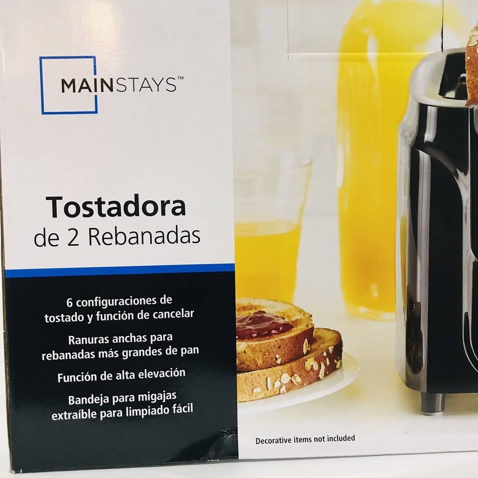 Mainstays 2 Slice Black Kitchen Toaster for Slice Bread Muffins and ...