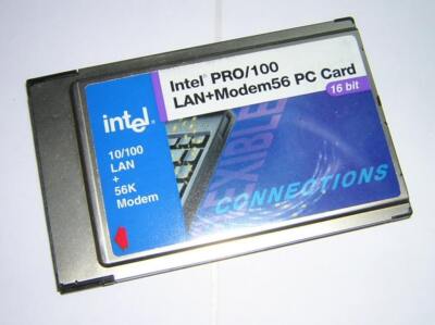 Intel PCMCIA PRO/100 Fast Ethernet LAN+Modem 56 PC Card + LAN Dongle ...