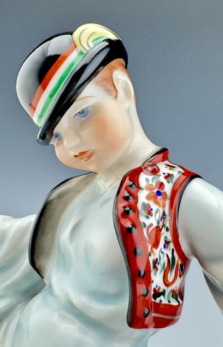 🦋 MINT HEREND Large 10” Hungarian Folk Ludas Matyi Boy on Goose ...