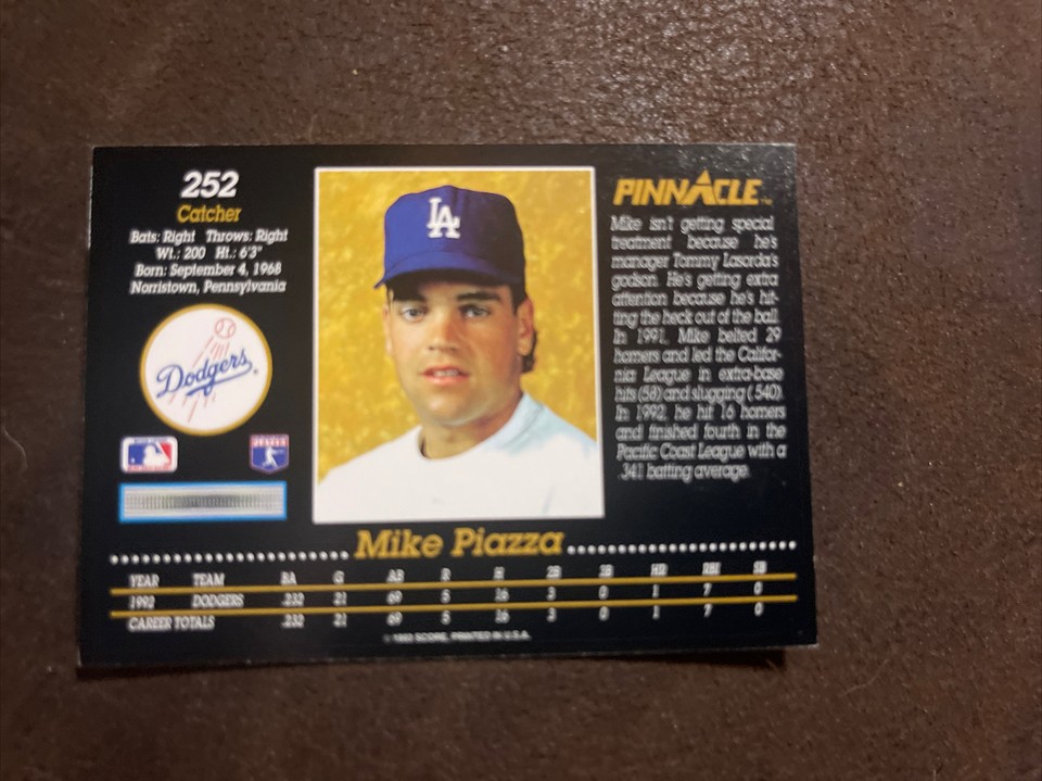 Mike Piazza 1993 Pinnacle #252 Rookie RC Baseball Card | eBay