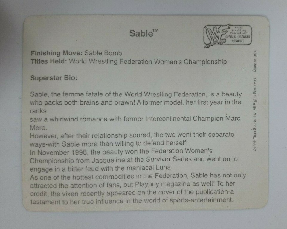 1999 WWF Wrestling vending sticker Sable Bomb Holo in ring version | eBay