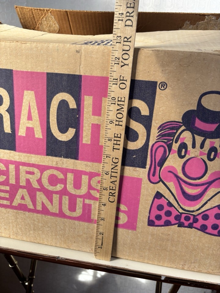 Vintage Brach's Circus Peanuts Candy Shipping Cardboard Box Big Clown ...