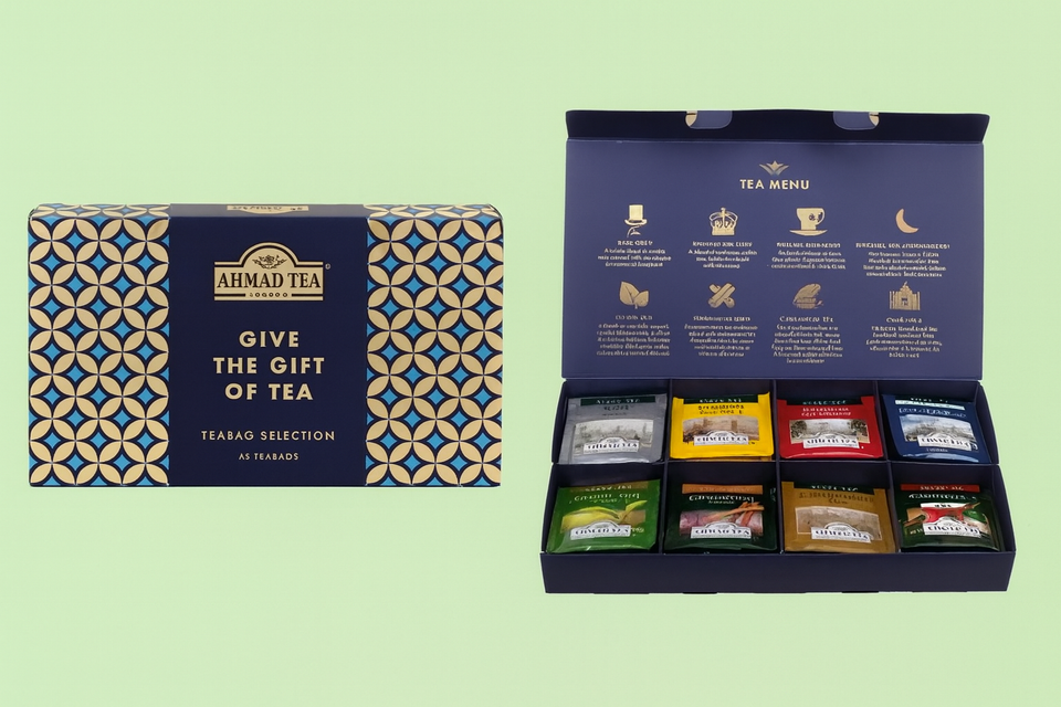Ahmad Ceylon Tea Set 48 Black & Green Tea Envelopes, Cosy Christmas or ...