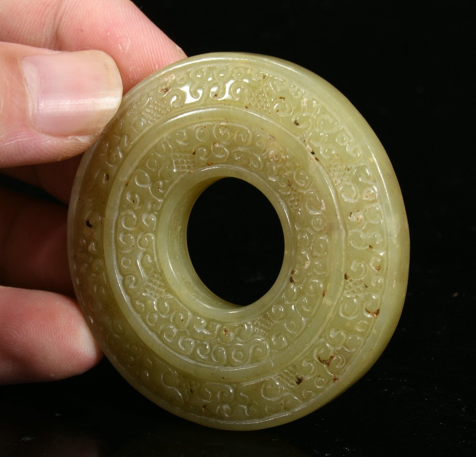 Unique China Old Jade Hand Carved YuBi Bi Ping An Kou Amulet Pendant ...