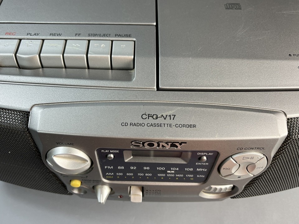 Sony CFD-V17 AM/FM Radio CD Cassette Recorder Boombox Mega Bass Tested ...