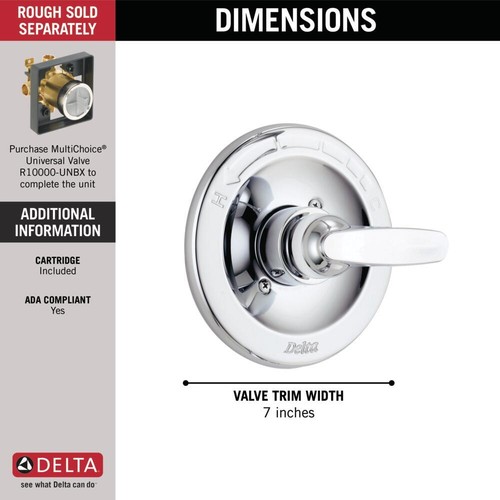 Delta Foundations Monitor 13 Series Valve Only Trim Chrome-Certified ...