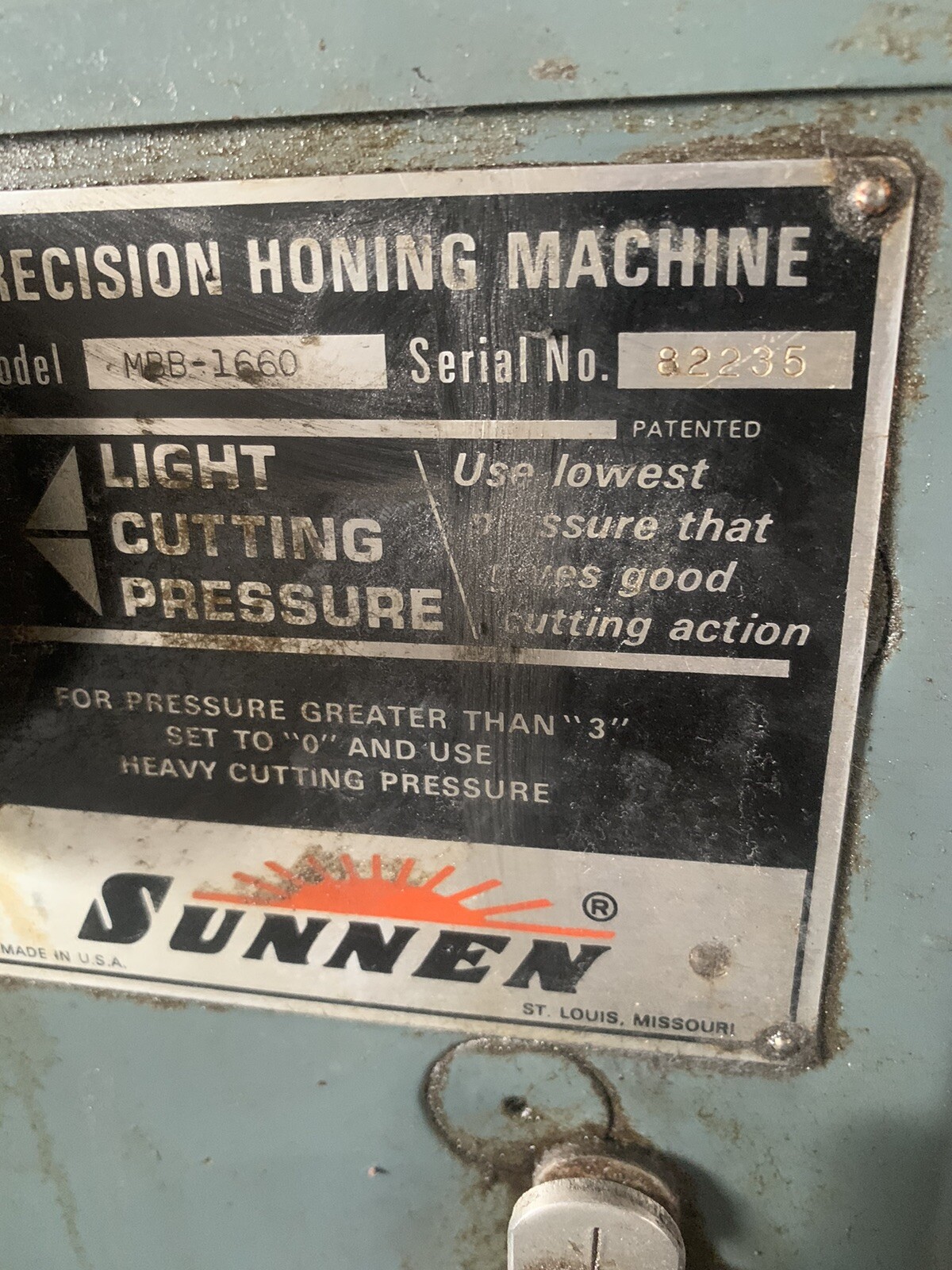 Sunnen MBB-1660 Horizontal Honing Machine Metal Finishing Hone 3 Phase ...