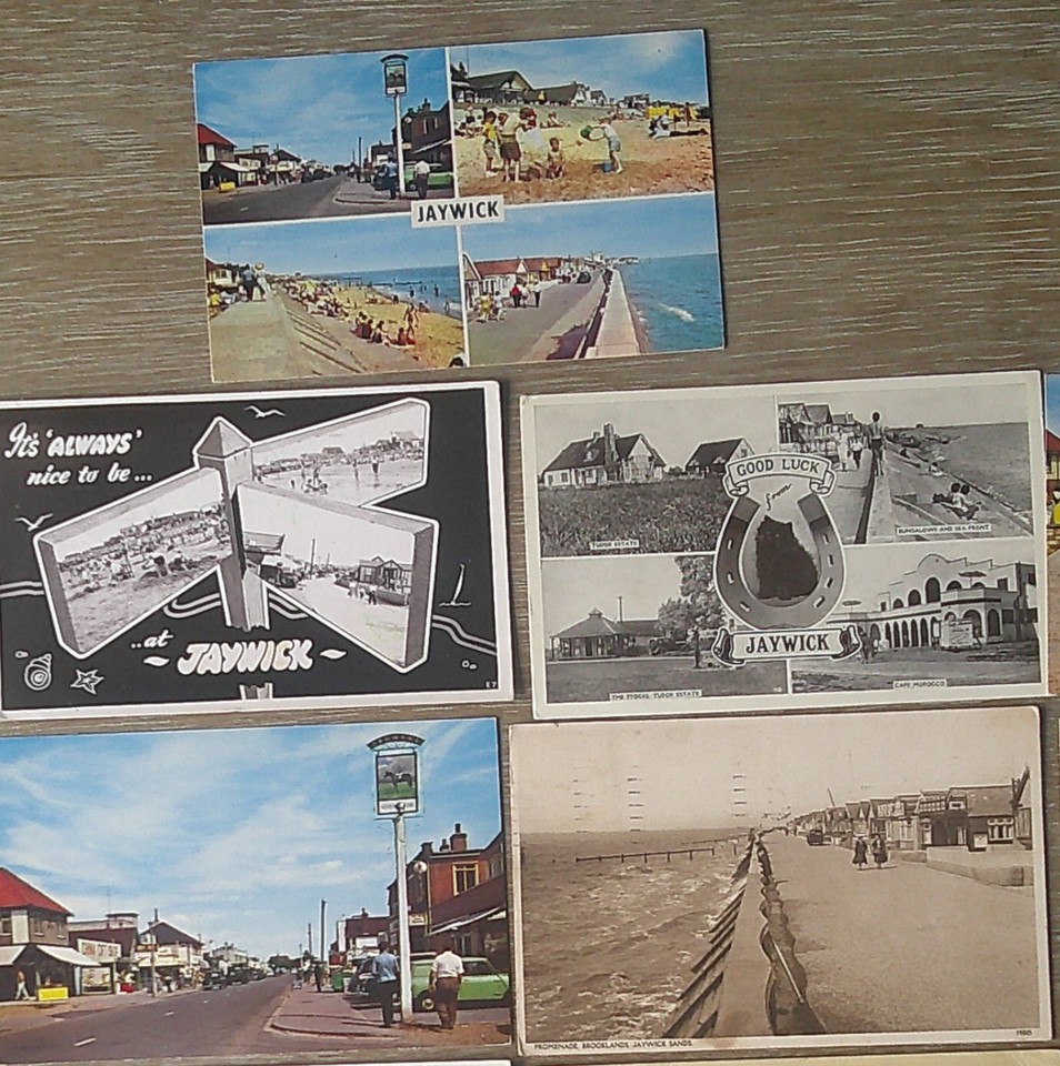Jaywick 17 vintage postcards Brooklands Beach Bungalows Broadway People ...
