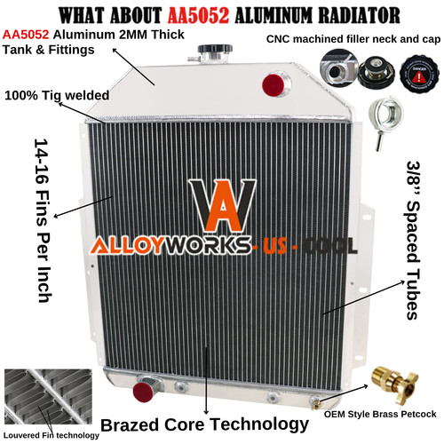 4 Row Aluminum Radiator For 1942-1952 1950 Ford F-Series F1 F2 F3 ...