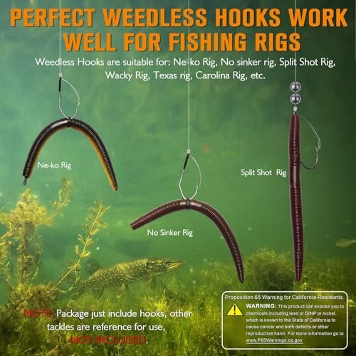 Weedless Worm Hooks Wacky Rig Hooks 2/0 * 30PCS Professional "V ...