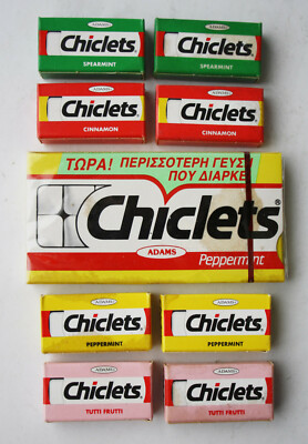 9X RARE VINTAGE 80'S CHICLETS CHEWING GUM PACKS ADAMS NEW SEALED NOS ...