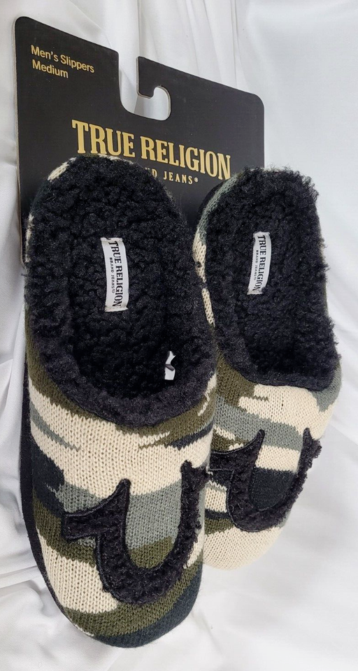 True Religion Men's Slip-On Slippers, Medium 9-10, Camo with Logo FREE ...