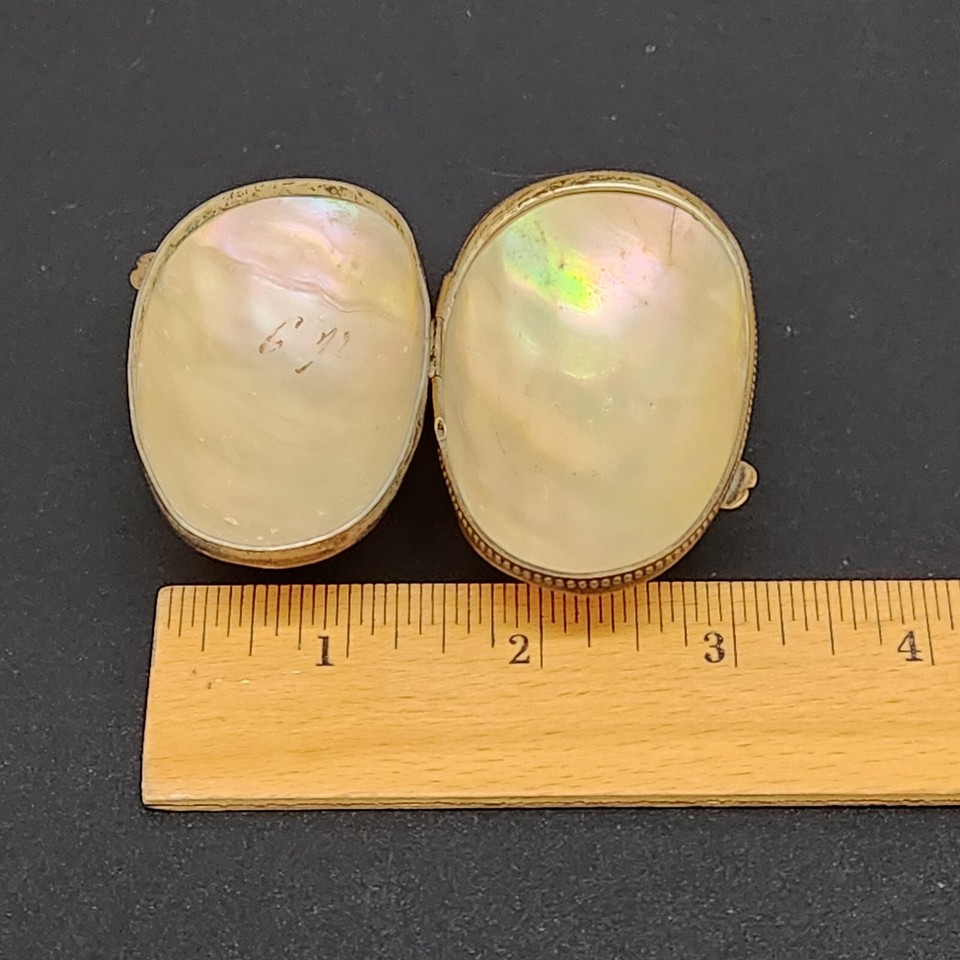 Antique Hand Made Mother of Pearl Shell Hinged 3"L Trinket Sewing Box ...