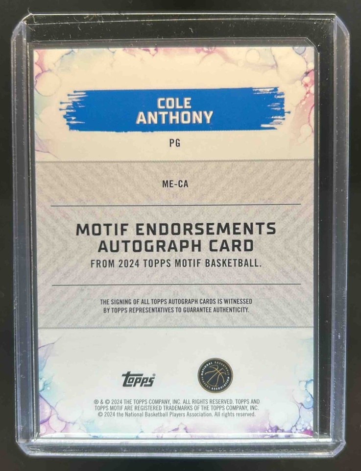 2023-24 Topps Motif Cole Anthony Endorsements Auto #/99 Magic | eBay