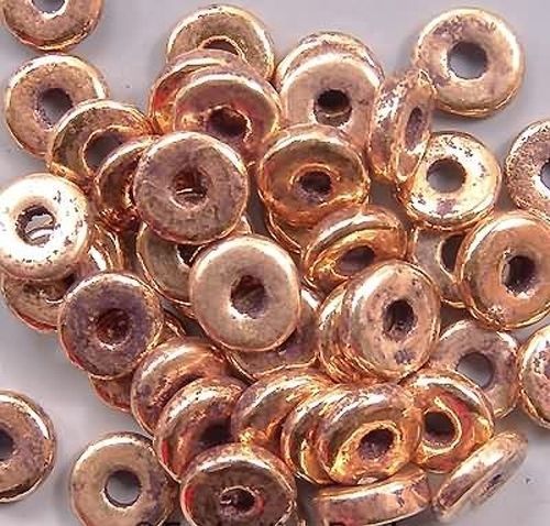 8mm Greek Disk Beads 2mm Hole Antiqued Gold Plate G89 Large Hole Discs ...