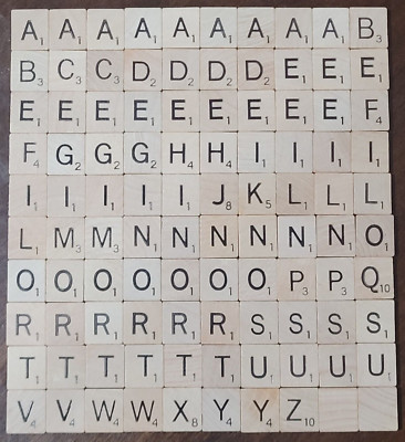 Lot of 100 SCRABBLE Wooden Letter Tiles Game Pieces Homemade Fun Crafts ...