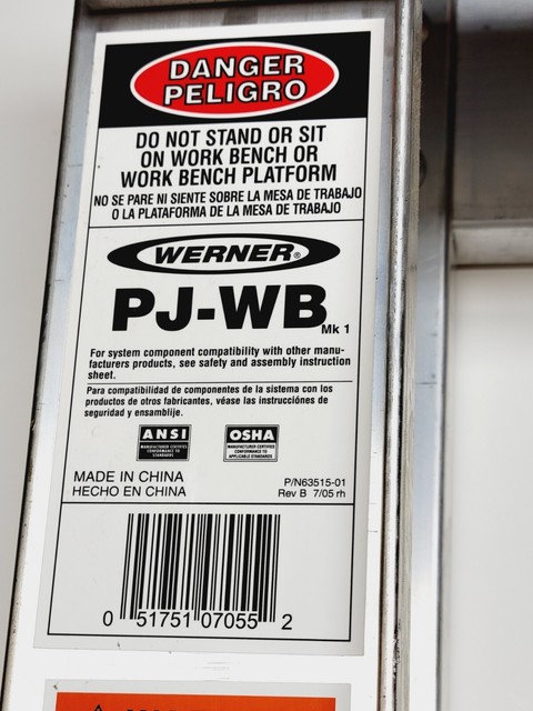 Werner PJ-WB Aluminum Pump Jack Work Bench for sale online | eBay