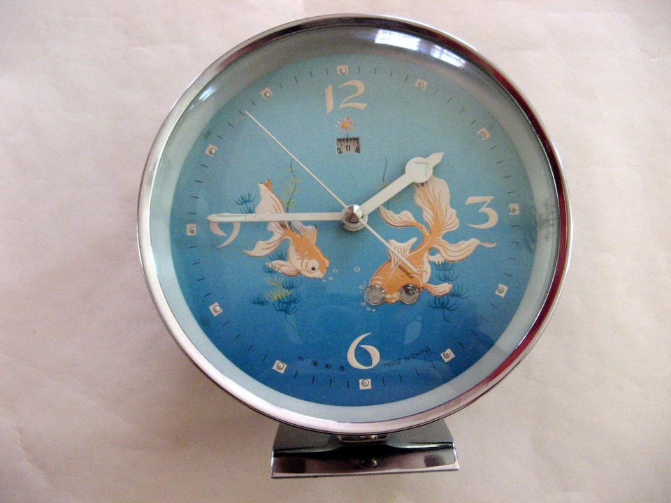 RARE VINTAGE FISH ANIMATED CHINA ALARM CLOCK MECHANICAL | eBay