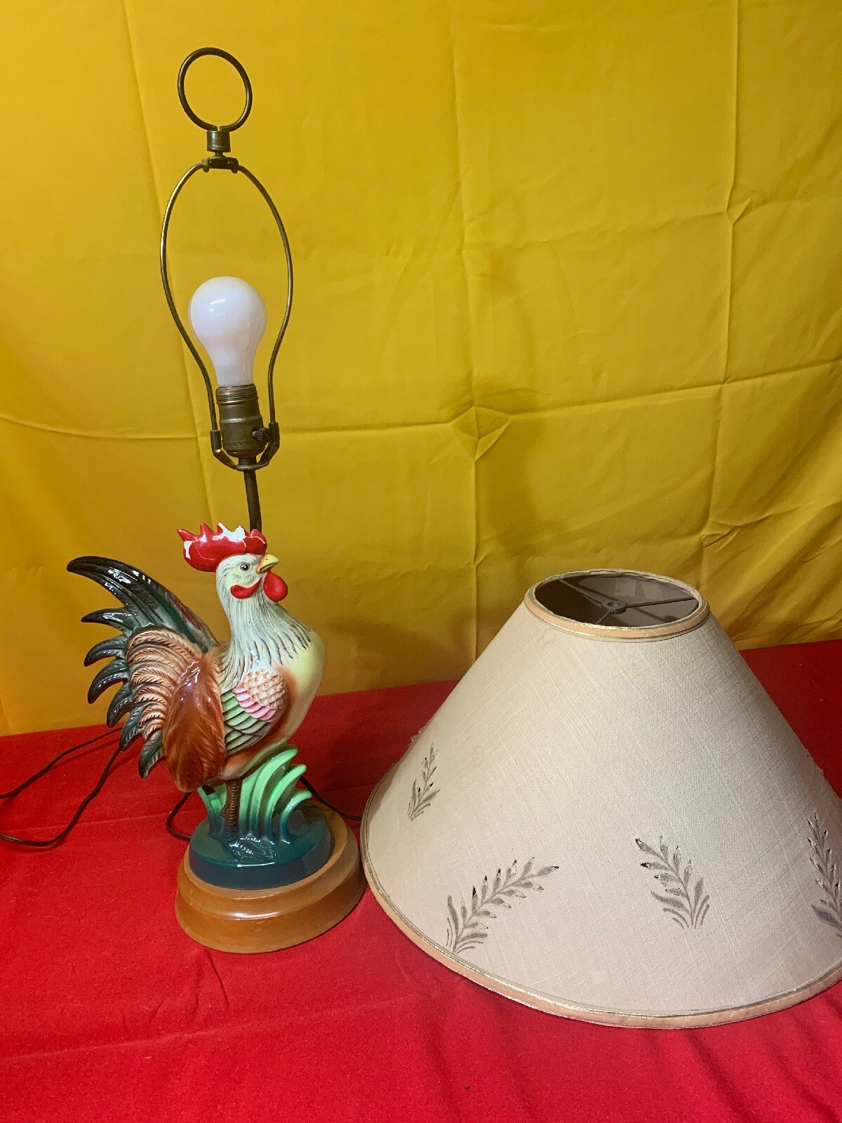 VINTAGE 1950'S CERAMIC PAINTED ROOSTER LAMP LIGHTS UP 3C1 | eBay