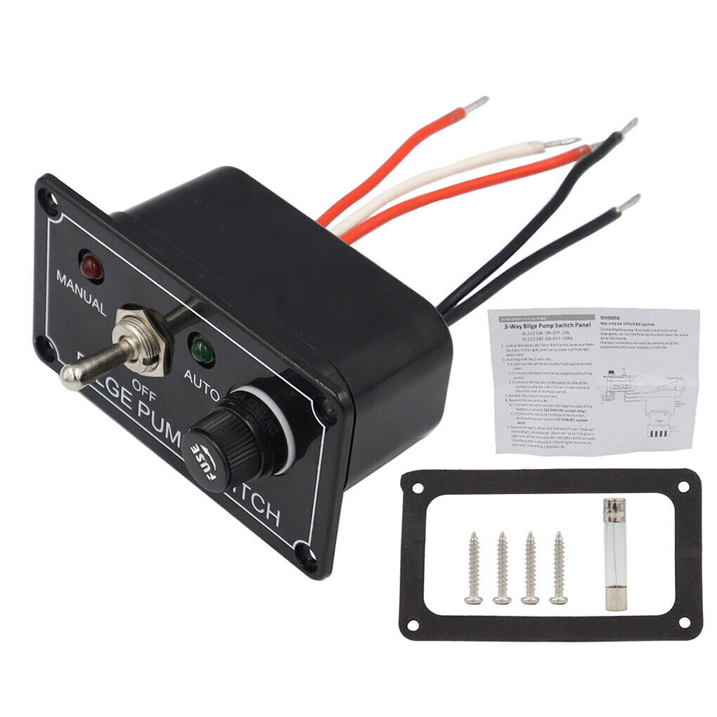 Bilge Pump Switch Panel MANUAL-OFF-AUT 12V LED Marine Bilge Control for ...