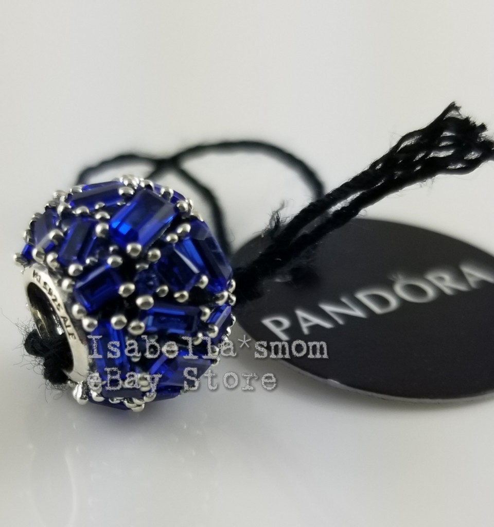 Ziseliert Elegance Authentisch PANDORA Blau Kristall Anhänger ...