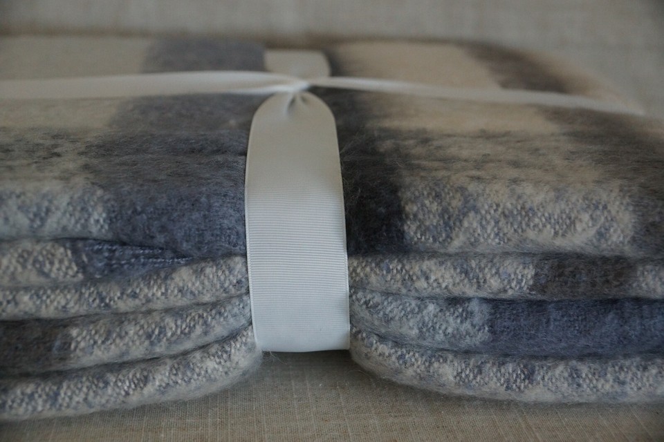 UGG Colton Muted Plaid Throw Blanket Wool-Blend Imperial Whipstitch 50 ...