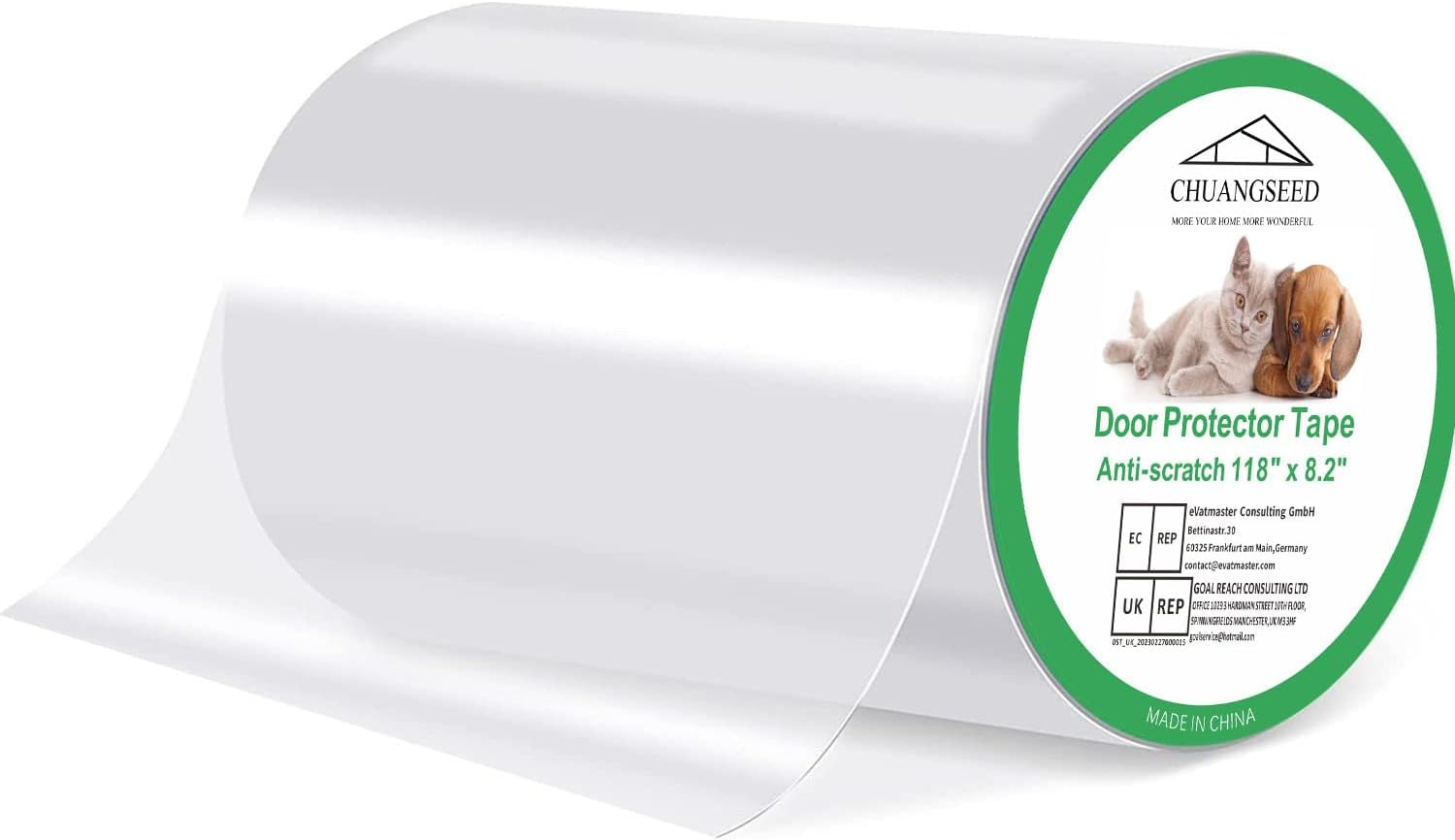 Dog Scratch Door Protector 118" X 8.2" Single Side Adhesive Clear Guard ...