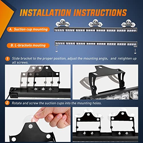 35Inch 32LED Emergency Traffic Advisor Light Bar with 21 Flash Patterns ...