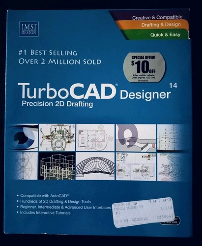 IMSI TurboCAD Designer 14 Precision 2D Drafting Windows XP/Vista SEALED ...