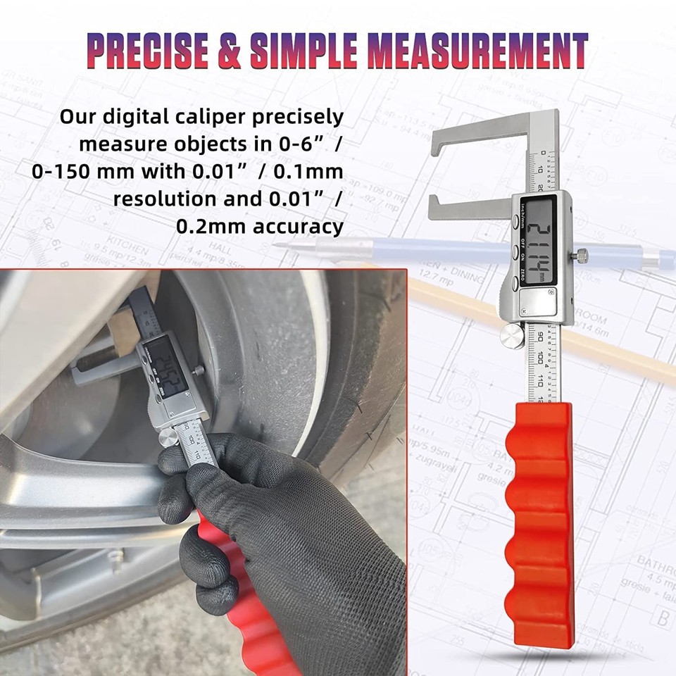 Disc Brake Rotor Micrometer, 6 Inch Brake Rotor Caliper Measuring Tool ...