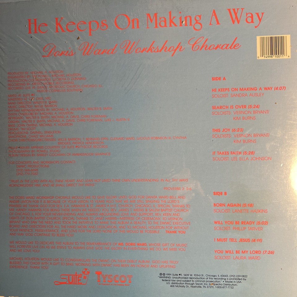 DAVIS WARD WORKSHOP CHORALE - HE KEEPS ON MAKING A WAY- SEALED VINYL ...