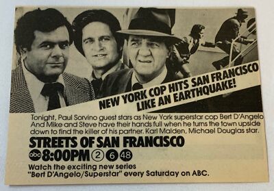 1976 Abc TV Ad ~ Rues De San Francisco Paul Sorvino Guest Stars | eBay