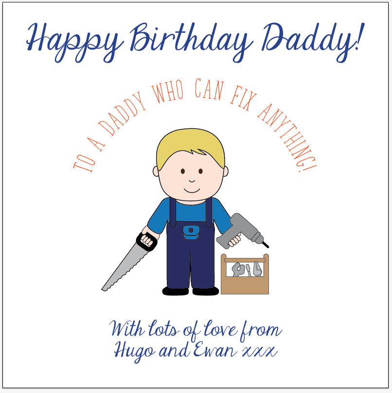 Handyman DIY man birthday card Tools Personalised 40th 50th 60th dad ...