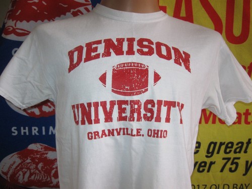 DENISON UNIVERSITY Big Red Football vtg T Shirt Men's Large Granville ...