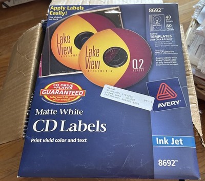 Avery 8692 ink jet matte white CD labels - 40 disc labels, 80 spine ...